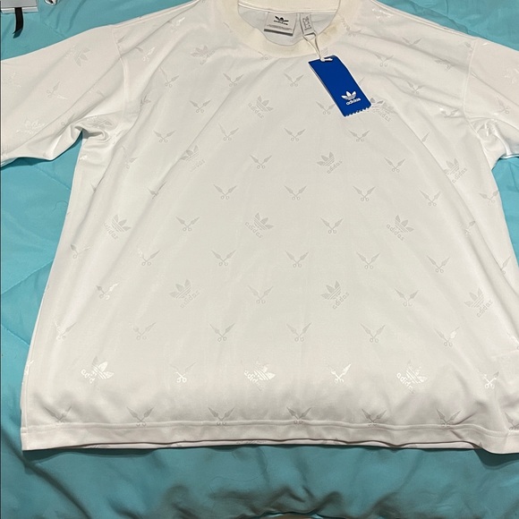 adidas | Shirts | Adidas Mens Subtle Pattern Logo White Tee | Poshmark